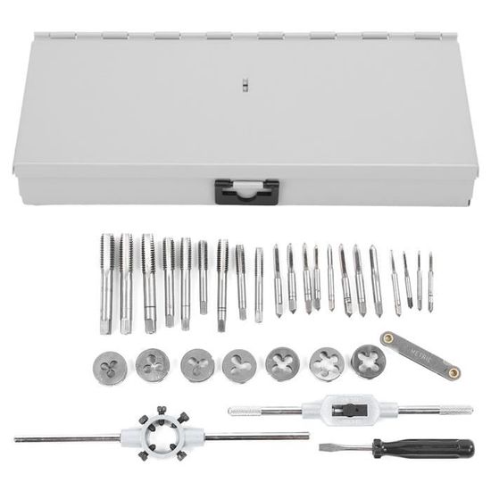 Ensemble de matrices de taraudage en acier allié EJ.LIFE - Pratique et portable - 32 pièces ...