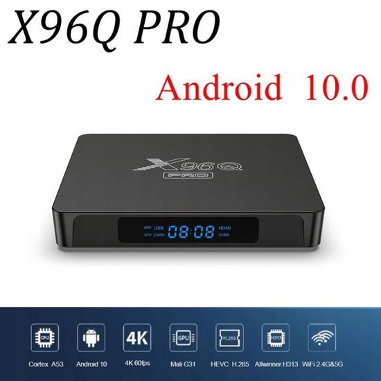Box TV Android X96Q - Allwinner H313 - 4K Ultra HD - Multimédia de Diffusion - 2Go RAM 16Go ROM ...