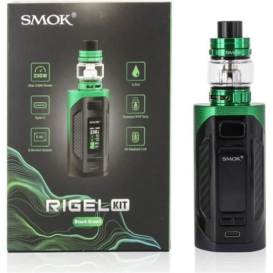Smok Rigel Kit Original Smok 230W Rigel Box Mod avec 6.5ml TFV9 Tank V9 ...