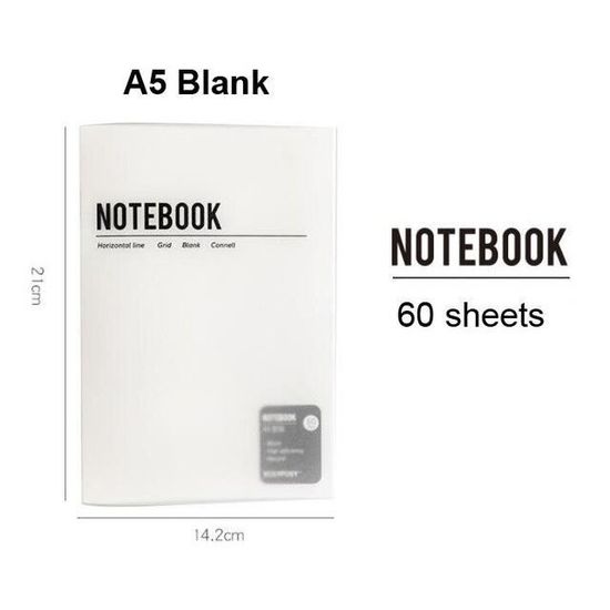 CAHIER,A5 blank--carnet de notes A5-B5 PP, couverture, grille de ligne ...