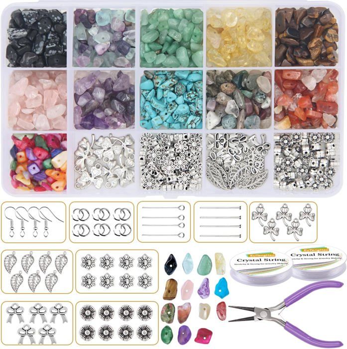 Kit de 933 perles irrégulières en pierre précieuse naturelle avec ...