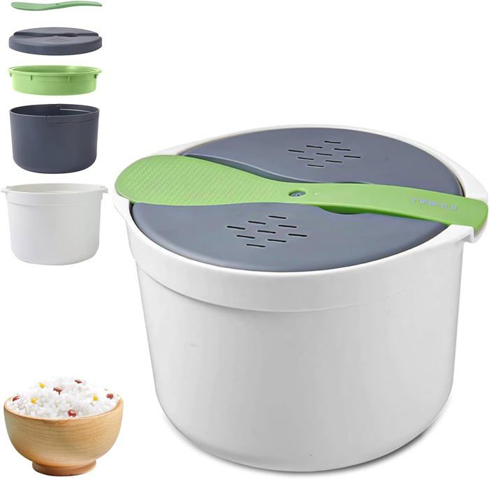 Cuiseur à riz micro-ondes : cuiseur à riz micro-ondes de 2 l, cuiseur vapeur multifonction pour ...