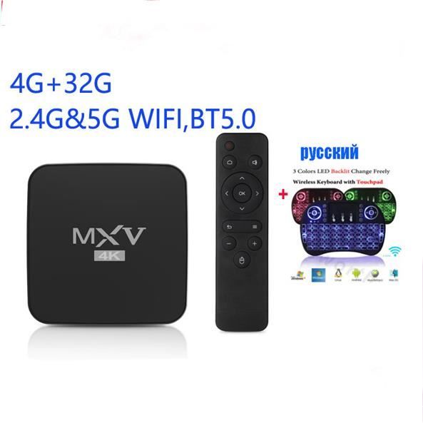 Ue Plug - 4G 32G i8 - boîtier Smart TV MXV Android 11.0 S905W2 Quad core, 2.4G 5G WIFI BT5.0 ...