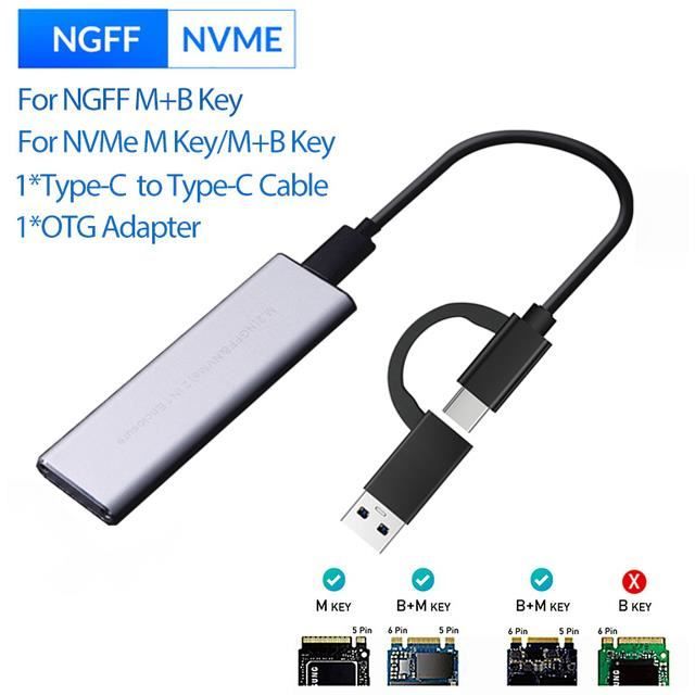 Case ngffnvme argent - Boîtier M.2 Nvme Ssd Vers Usb 3.1, Double ...
