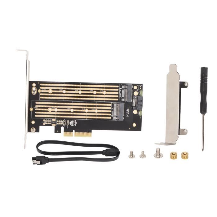Carte Adaptateur - ASHATA - M.2 NVMe vers PCIE 4.0 - Double SSD - Installation Facile - Noir ...