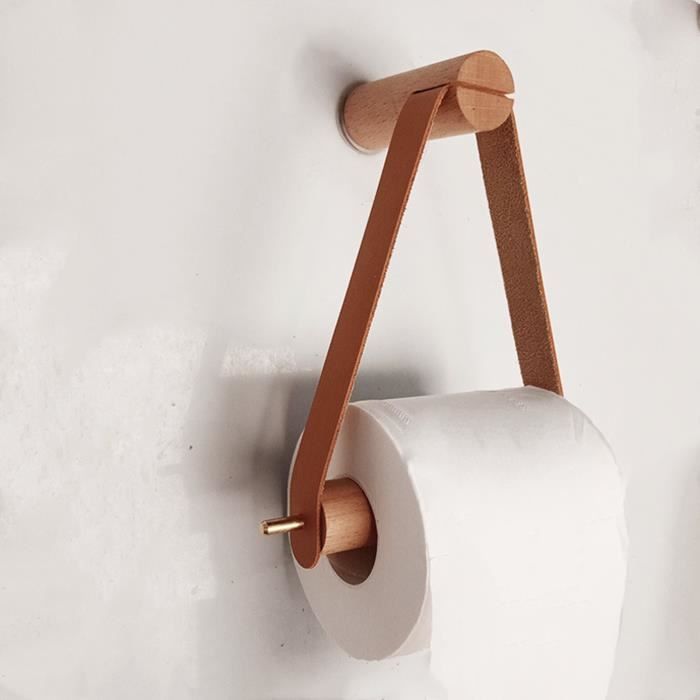 Porte-Rouleau - Vintage - Bois Mural - Support en Cuir - Installation ...