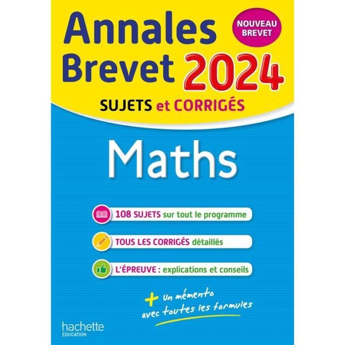 Annales BREVET 2024 - Maths - Cdiscount Librairie