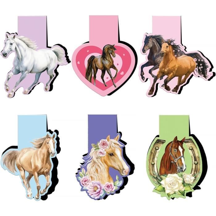 Marque-pages Magnétiques - Non spécifié - Chevaux - 6PCS - Papier et ...