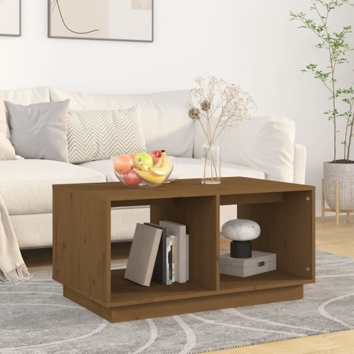 ETO- Table basse Marron miel 80x50x40 cm Bois massif de pin ...