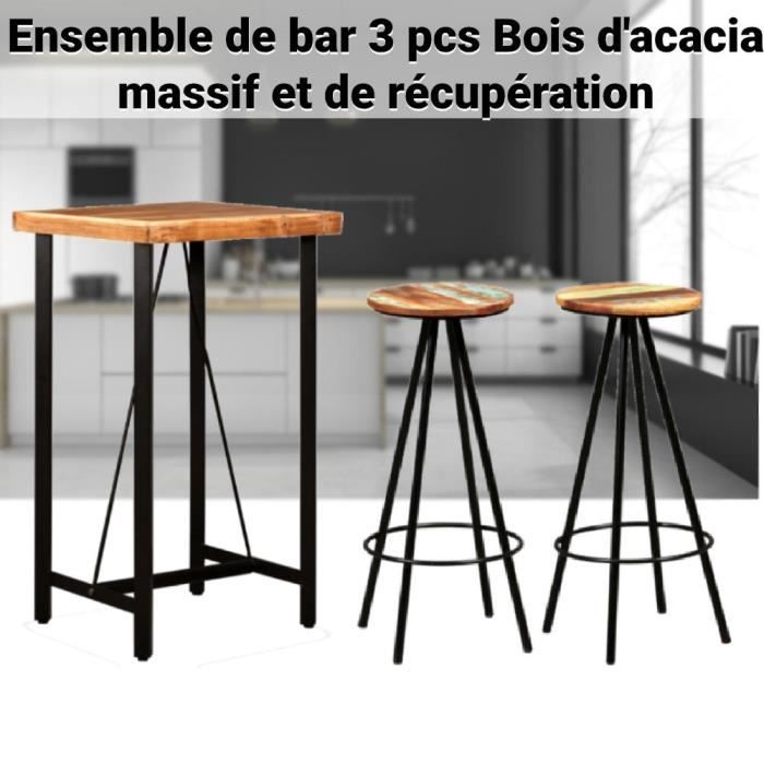 BEL Ensemble de bar Meubles de salle à manger 3 pcs 60 x 60 x 107 cm ...
