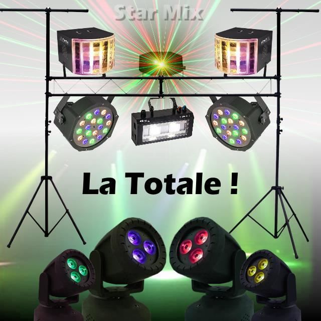 10 JEUX DE LUMIERE DE FOLIE STROBO PARLED LASER + 4 LYRES WASH 3X8W ...
