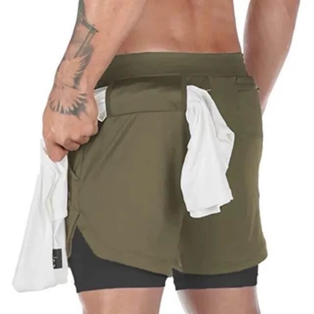 Short,Short de course à double couche pour homme,pantalon de plage à ...