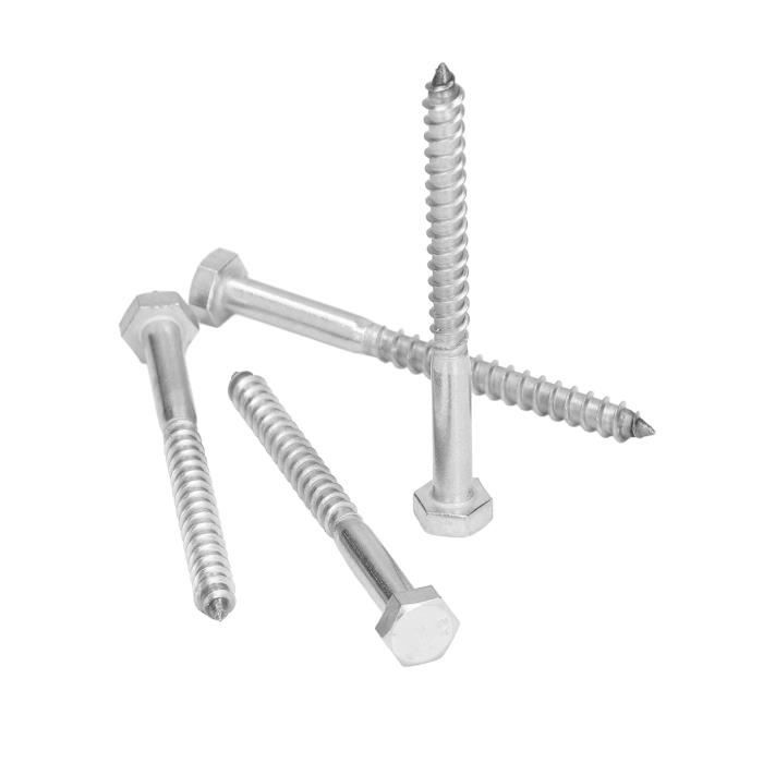 Boulon à demi-filetage en acier inoxydable 304 vis à tête hexagonale en bois vis autotaraudeuse ...