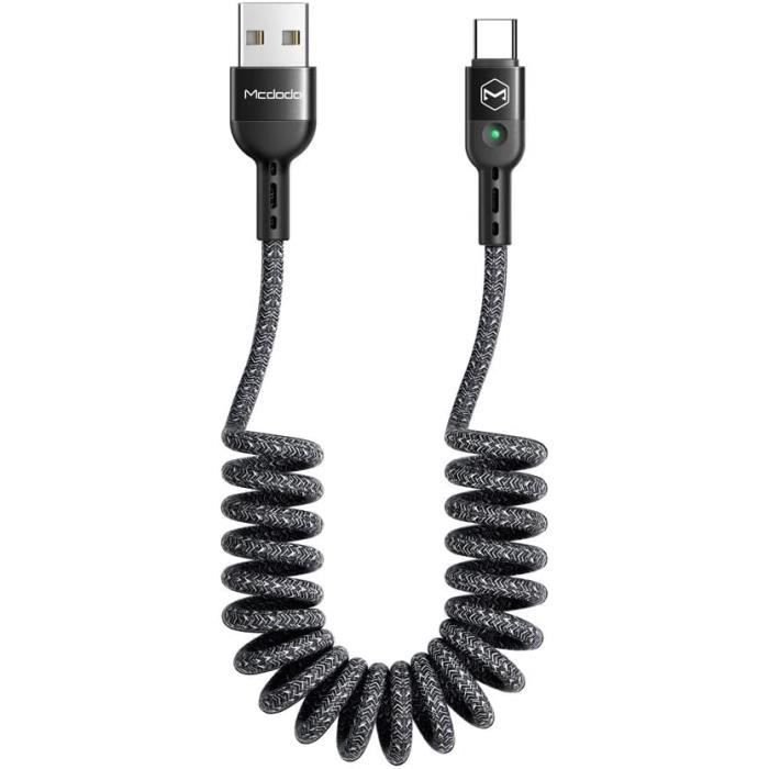 Câble Usb Type C Spiralé,Câble Enroulé Usb-Rétractable Cordon Usb De ...