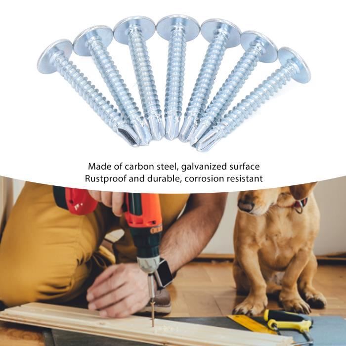 FRA - 50 pcs vis à tête cruciforme en acier au carbone galvanisé vis autoperceuses 4.2x32mm Vis ...