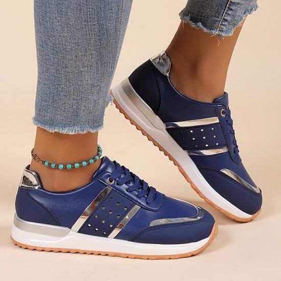 Baskets Femme Plateforme Chaussures Cuir Patchwork femme Chaussures ...