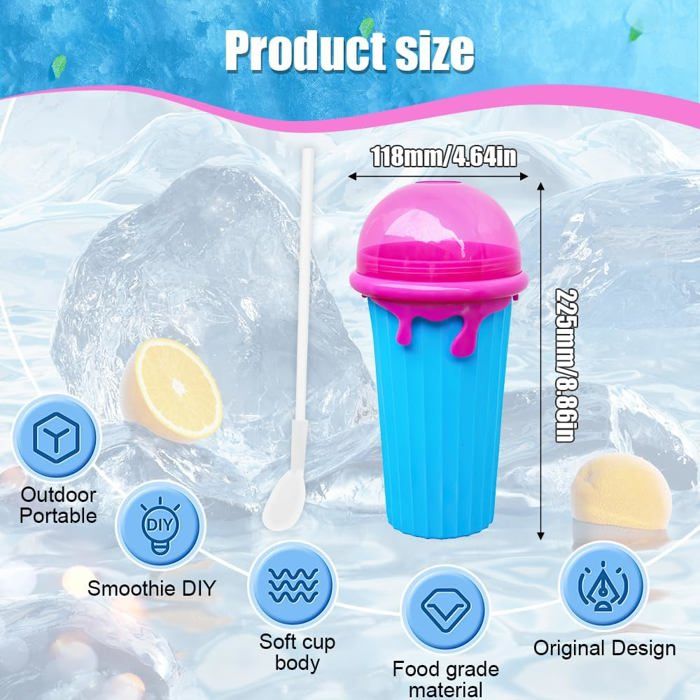 Slushy Cup, 500Ml Slushie Maker Cup Avec Cuillère 2 En 1 Et Paille, Diy ...