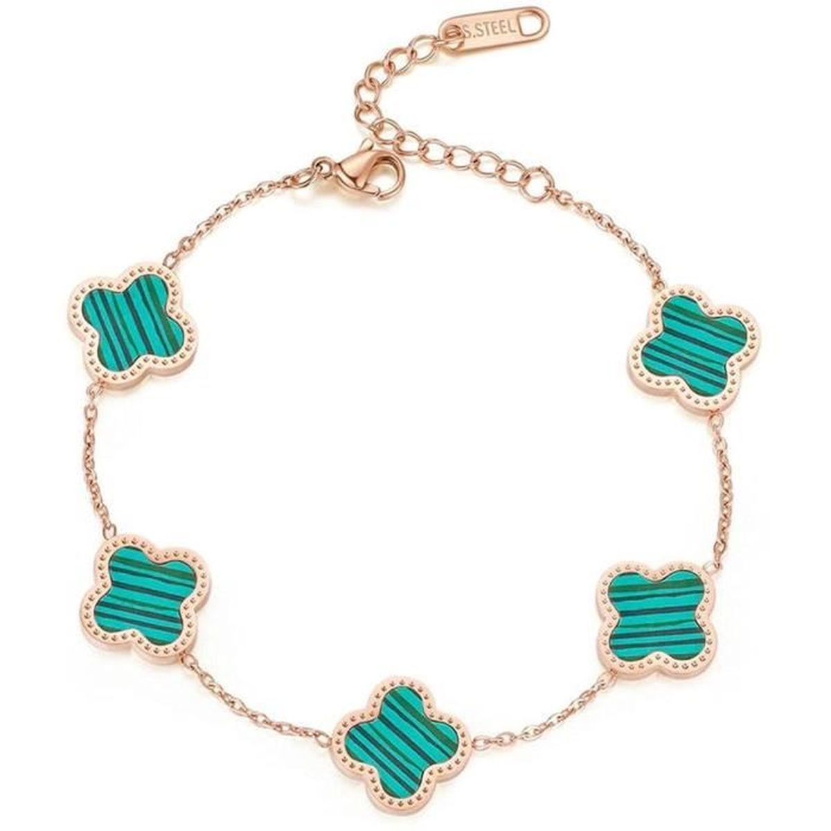 Trèfle À Quatre Feuilles Bracelet Cinq Fleurs Trèfle Femelle Paon Nacre ...