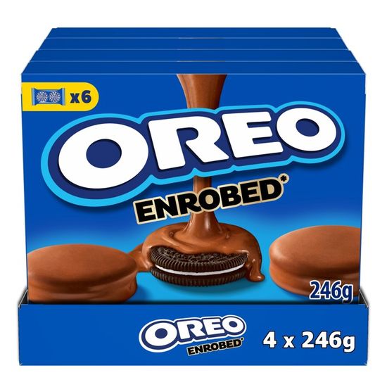 OREO - 24 sachets de biscuits enrobés au chocolat au lait et fourrés goût vanille - (8x246g ...