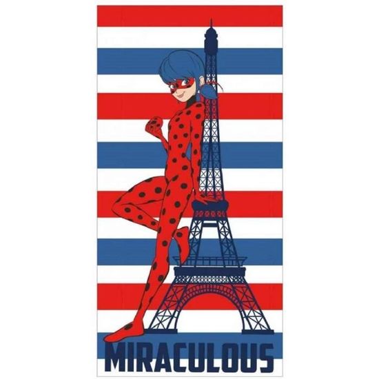 Serviette de plage LADYBUG MIRACULOUS tour eiffel NEW 2021 drap de ...