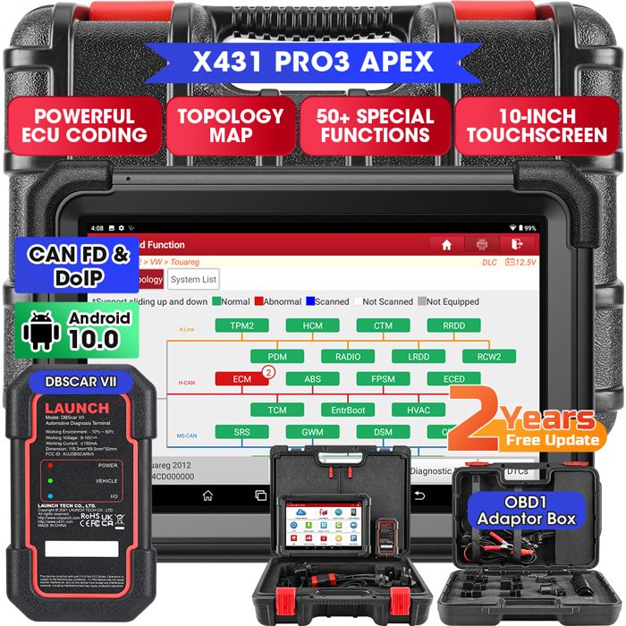 LAUNCH X431 PRO3 APEX Outil de Diagnostic Multimarque avec Cartographie Topologique DBScar VII ...