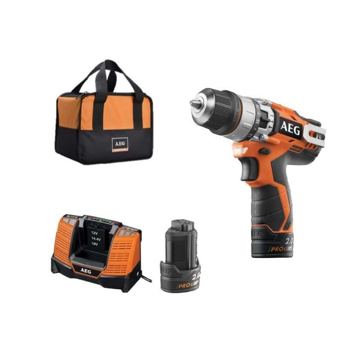 Perceuse visseuse AEG 12V - 2 batteries 2.0Ah - 1 chargeur - BBS12C2LI-202BKIT3 - Cdiscount ...