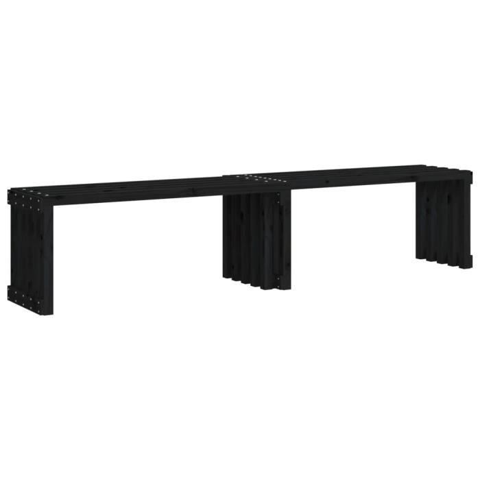 Banc de jardin extensible noir - Bois massif - 212,5x40,5x45 cm ...