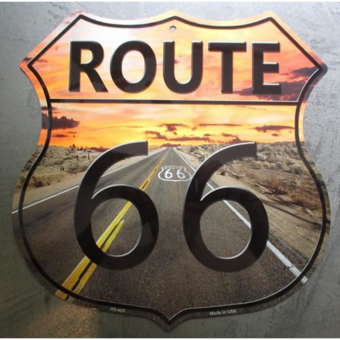 Plaque publicitaire - Route 66 - Métal - Couché de soleil - Vintage ...