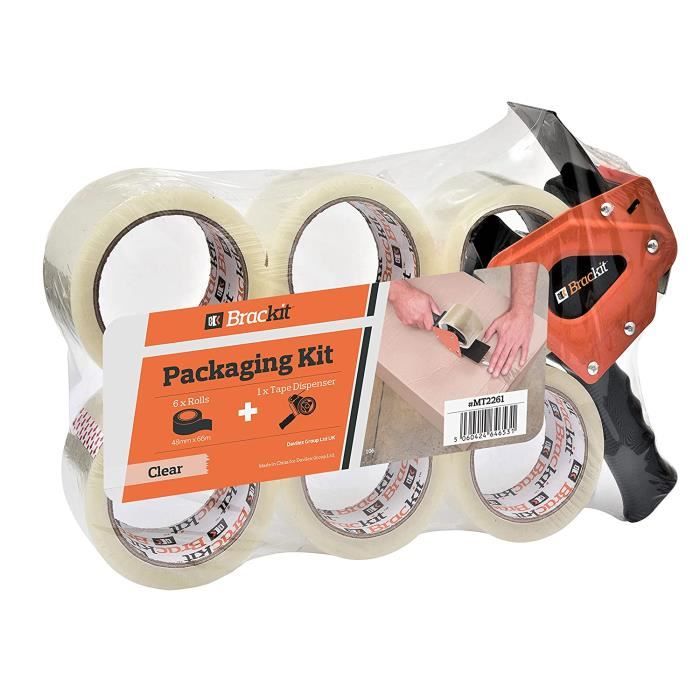 Ruban d'emballage transparent avec distributeur, 48 mm x 66 mm, lot de ...