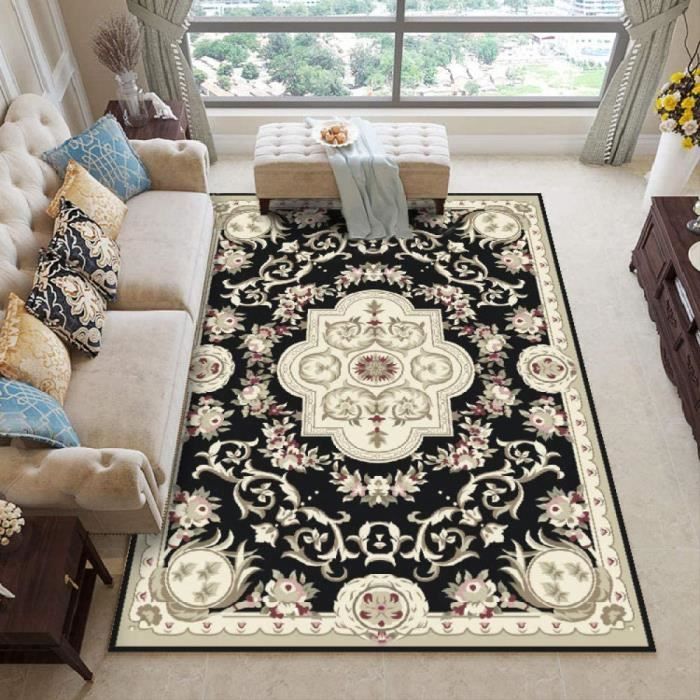 Tapis Salon - Noir - Synthétique - 120x160cm - Style de Palais ...