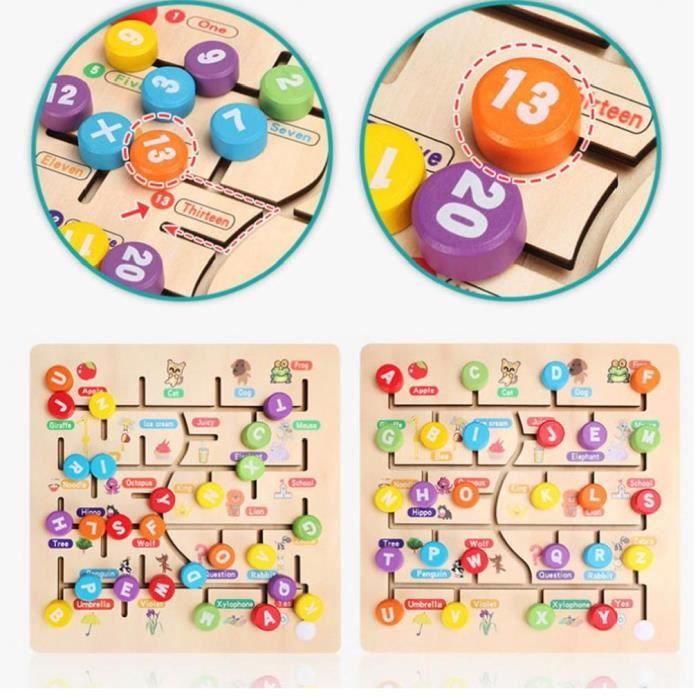 Lettres en bois Maze Board Alphabet match Match ABC 26 TOPED Educative ...
