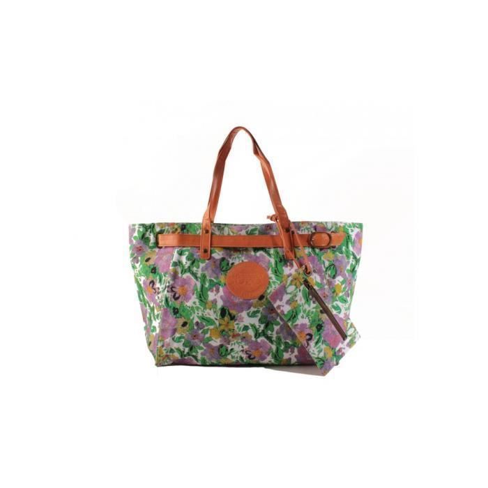 Sac Cabas en Toile - LE TEMPS DES CERISES - Aloes 1 - Fleurs Vertes ...