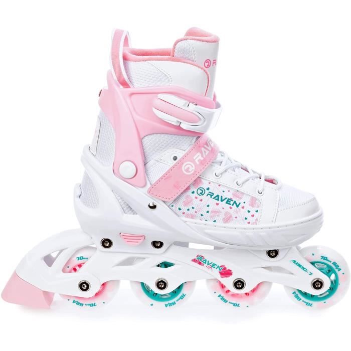 Roller en ligne LED - RAVEN - Rosi - Blanc/Rose - Enfant - Roller ...