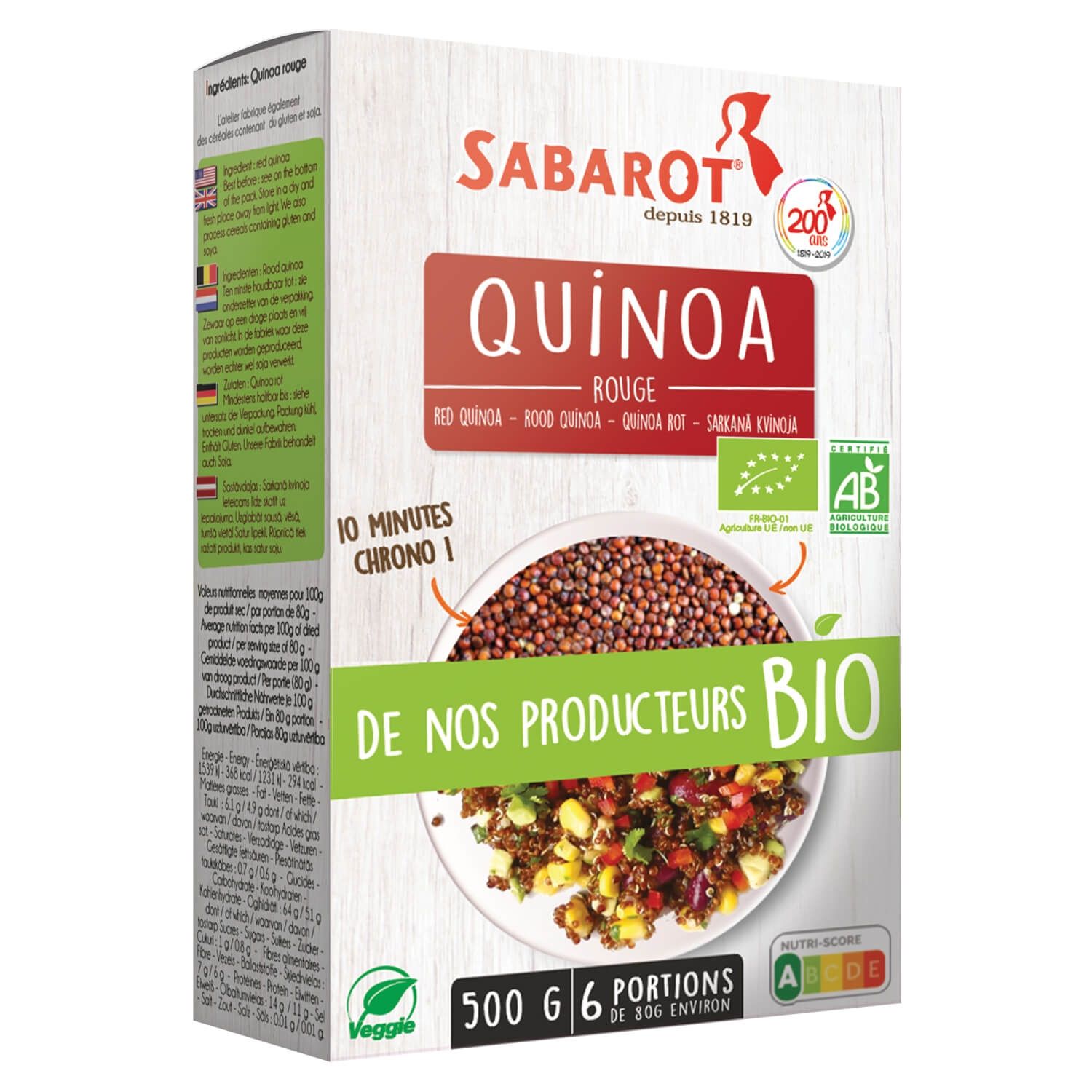 Quinoa rouge bio paquet de 500g Sabarot - Cdiscount Au quotidien