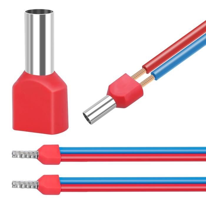 Lot de 150 embouts de cable isolés TE10-14 - 2 x 10,0 mm2 - Double ...