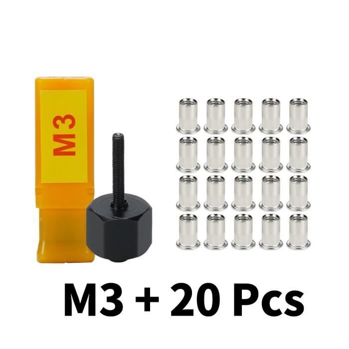 RIVEUTEUSE,M3 20PCS Stainless--écrou de tête, Rivet manuel, avec écrous ...