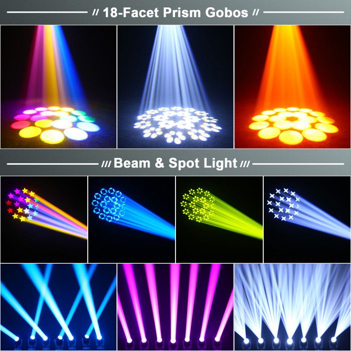 UKing 230W Lyre LED RGBW DMX512 Beam 8 GOBO 18 Prisme Avec Panneau ...