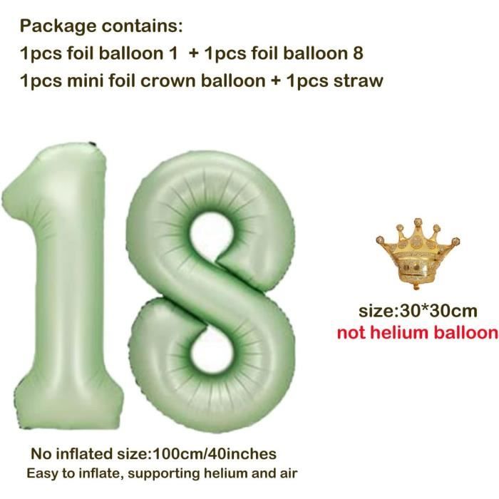 Ballon Chiffre 18 Helium Ballon Anniversaire Macaron Vert Chiffres 18 ...