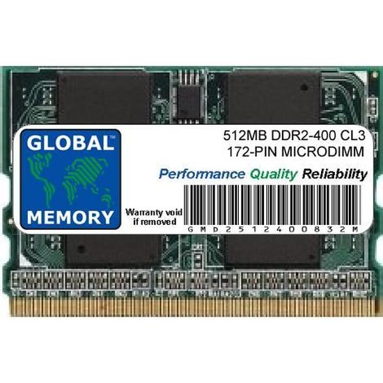 512Mo DDR2 400MHz PC2-3200 172-PIN MICRODIMM MÉMOIRE POUR ORDINATEURS ...