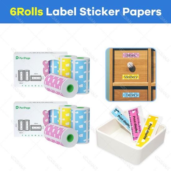 IMPRIMANTE,6 Rolls Label Paper--Papier autocollant thermique de couleur blanche, 57x30mm, pour ...