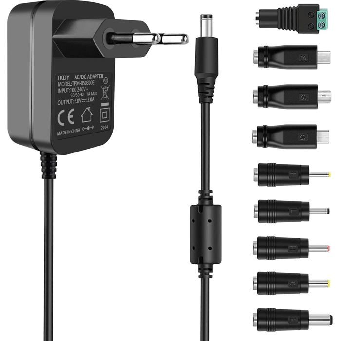 Alimentation 5V 3A,5 Volt 3A 2.5A 2A 1.5A 1A 0.5A 0.3A Adaptateur Ac Dc ...