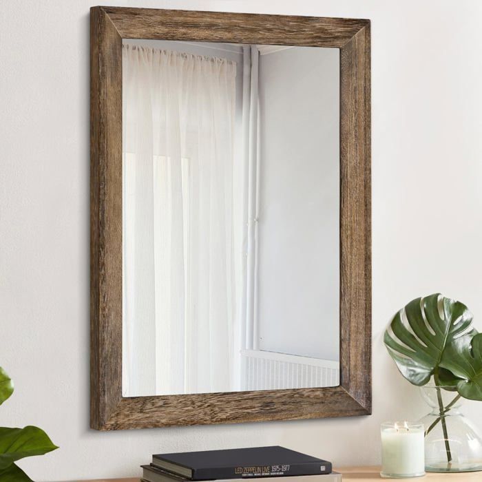 Miroir Mural rectangulaire Rustique en Bois avec Cadre pour Chambre à ...