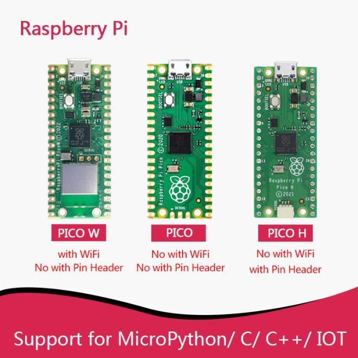 Pico W-Pin Header - Panneau unique - Raspberry Pi Pico W Avec Carte De ...