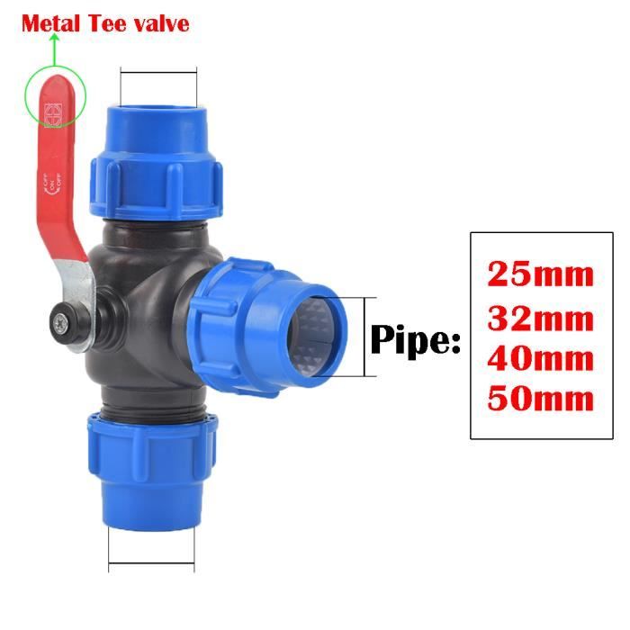 Vanne en T en métal-32mm-Tee Cross Plug Pvc Pe Tube Copper Core Plastic ...