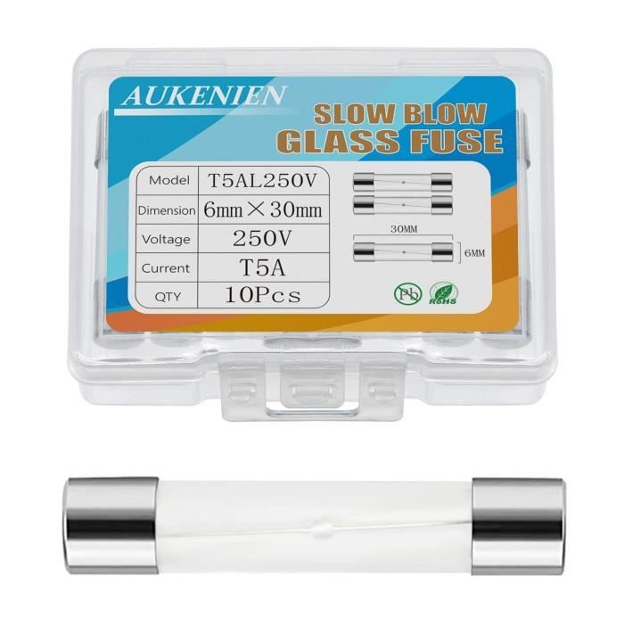 5A 5 Ampère 250V Fusible Verre À Action Lente Temporisé Tube 6X30Mm T5A ...