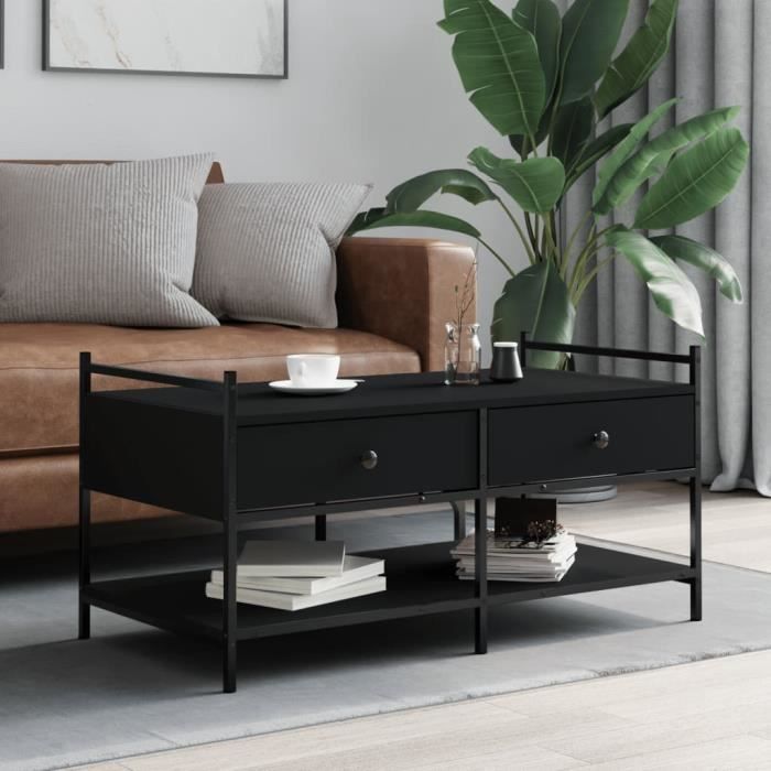 SIB Table basse noir 99x50x50 cm bois d'ingénierie 7615403984043 ...