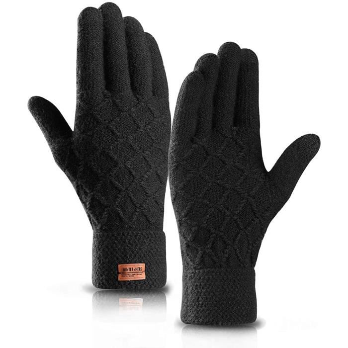 Gants Homme Hiver Chaud Tactile Tricotés - Marque - Modèle - Noir ...