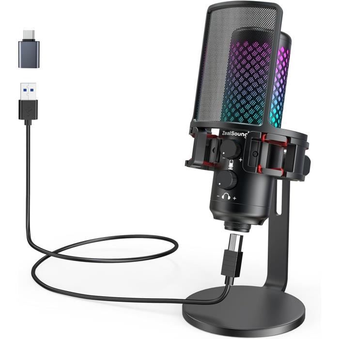 Gaming Microphone, Micro Usb À Condensateur Rgb Pour Pc, Handy, Ps4 ...