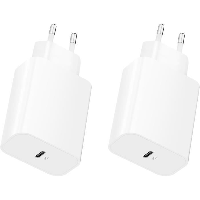 Chargeur Usb C -2Pc, Prise Usb C 20W Pour Iphone 15-Pro-Max-Plus ...