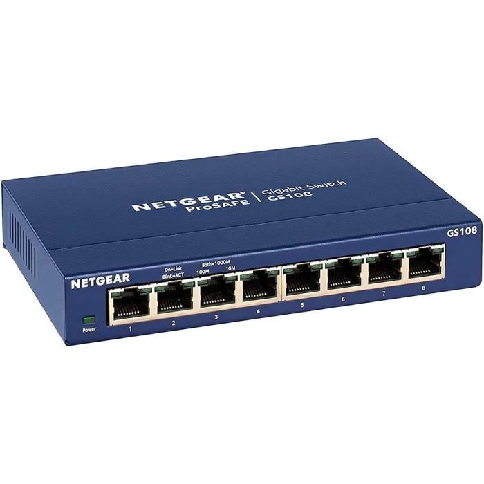 NETGEAR (GS108) Switch Ethernet 8 Ports RJ45 Métal Gigabit (10-100-1000 ...